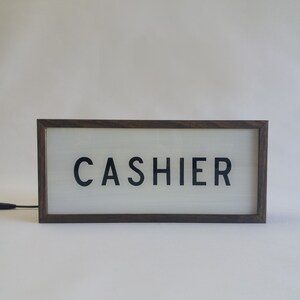 Lightbox Sign CASHIER, Retro Style Illuminated Business Signs ...