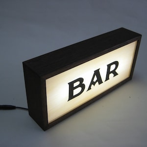 Light up BAR Sign, Handcrafted Wooden Light Box Sign for Home Bar ...