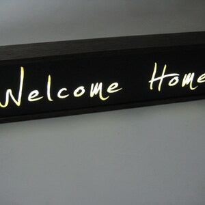 Welcome Home Sign Handcrafted Wooden Light Box, Retro Style Backlit ...