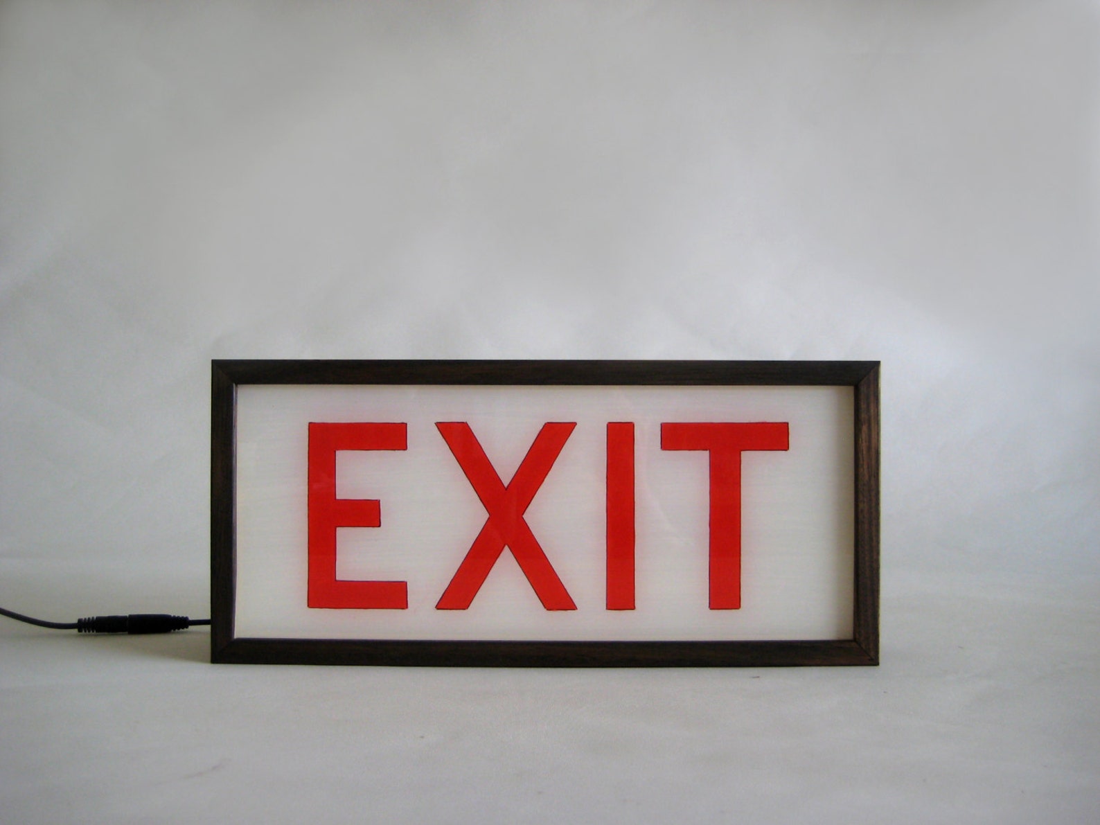Lighted Exit Sign, Mid Century Modern Light up Sign, Handcrafted Wooden ...