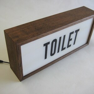 Toilet Light Box Sign, Retro Lighted Bathroom Signs, Handcrafted Wooden ...