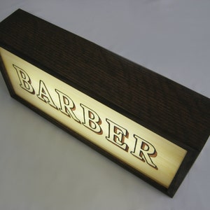 BARBER Wooden Lightbox Sign, Handcrafted Timber Light Box Sign ...