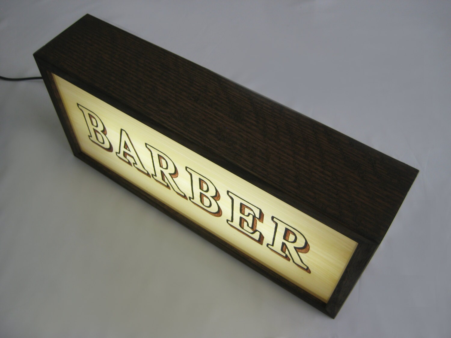 BARBER Wooden Lightbox Sign, Handcrafted Timber Light Box Sign ...