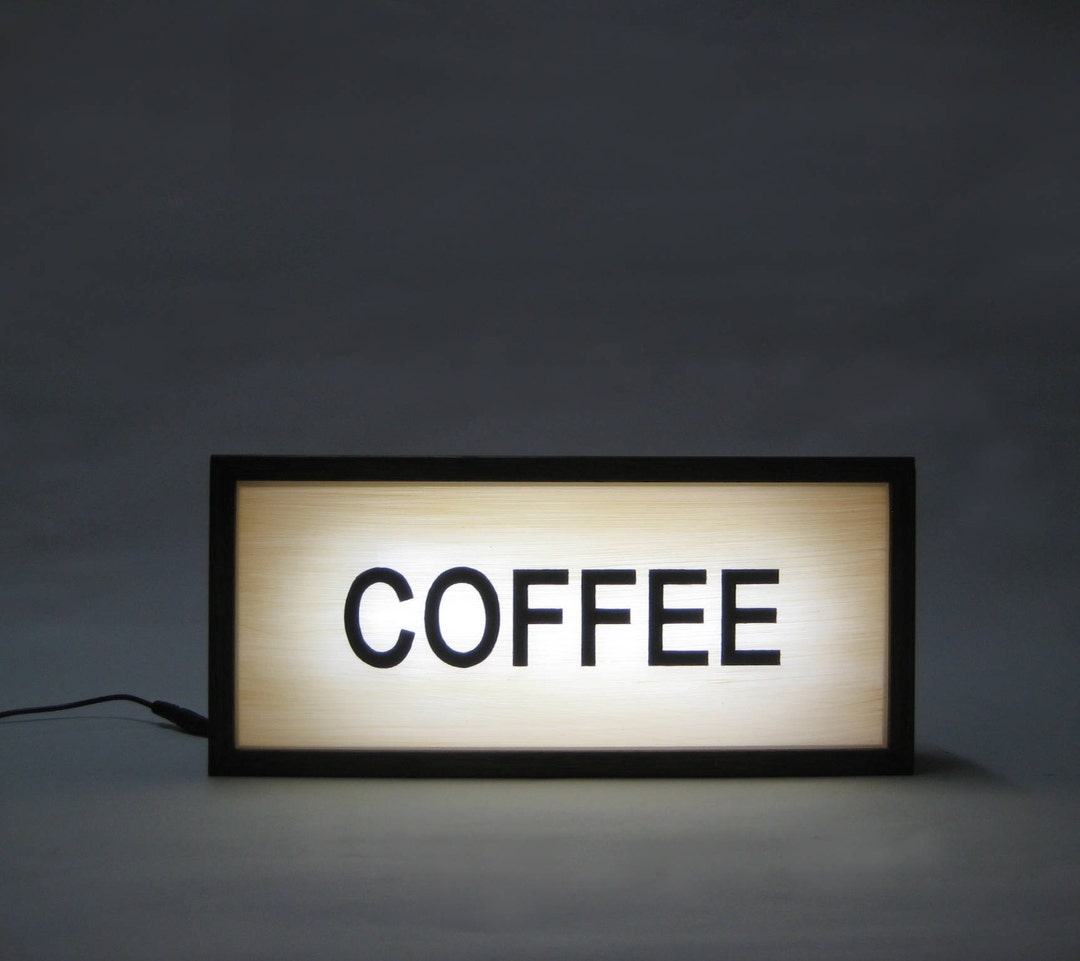 Lighted Coffee Sign, Handcrafted Wooden Light Box Sign for Rustic Cafe ...