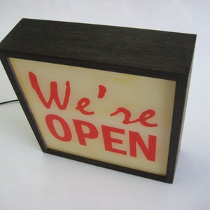 Retro Style We're Open Sign Handcrafted Wooden Light Box Sign for ...