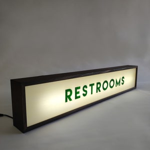 Lighted Restrooms Sign, Artisan Hand-painted Green Lettering in Hand ...