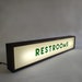 Lighted Restrooms Sign, Artisan Hand-painted Green Lettering in Hand ...