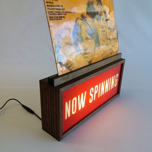 Now Spinning Record Stand With Lightbox Sign in Red, Handmade Vinyl ...