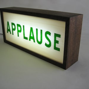 APPLAUSE Lightbox Sign, Green Typeface Retro Wooden Lighted Hand ...