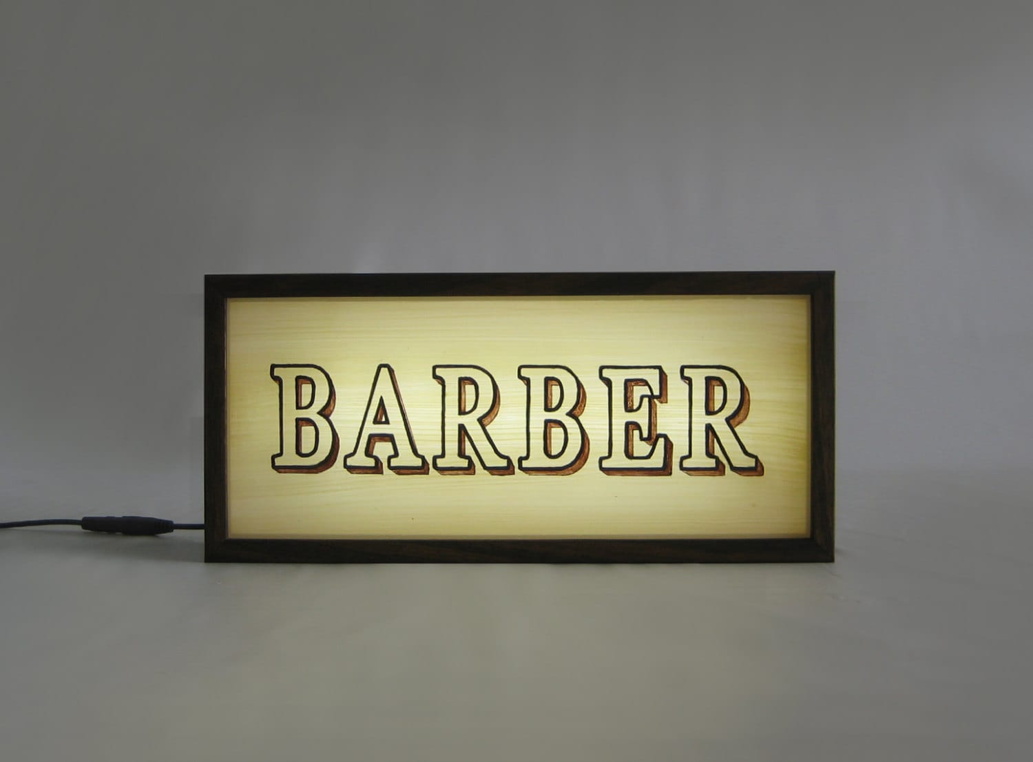 BARBER Wooden Lightbox Sign, Handcrafted Timber Light Box Sign ...