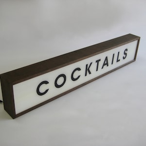 Cocktails Light Sign for Classic Style Bar Area Decor, Custom Business ...