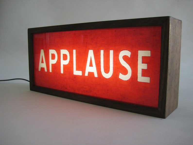 Red APPLAUSE Sign in Wooden Lightbox, Retro Wooden Lighted Hand Painted ...