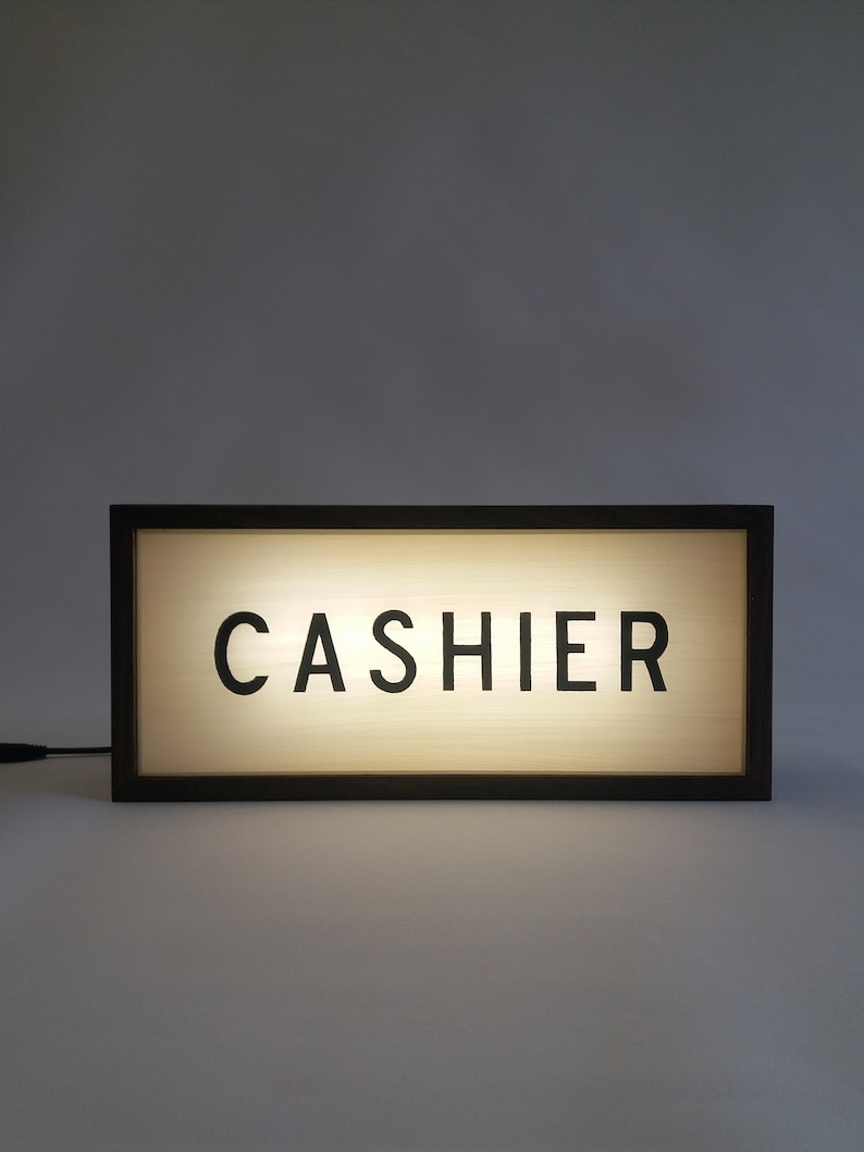 Lightbox Sign CASHIER, Retro Style Illuminated Business Signs ...