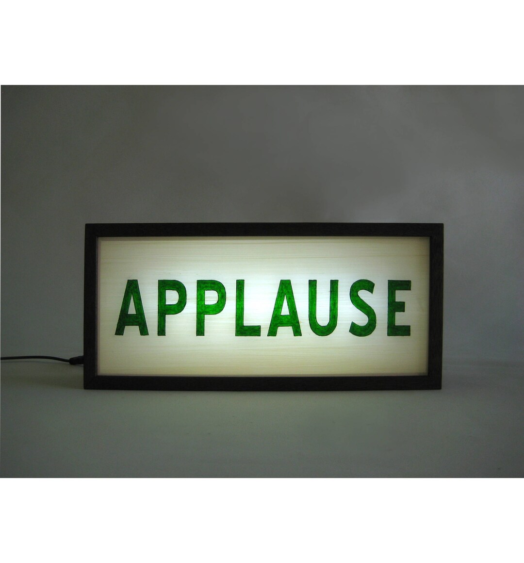 APPLAUSE Lightbox Sign, Green Typeface Retro Wooden Lighted Hand ...