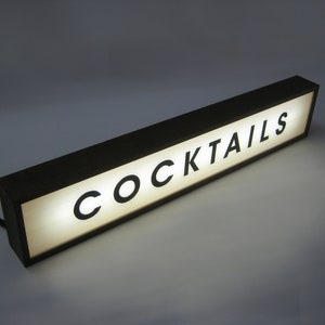 Cocktails Light Sign for Classic Style Bar Area Decor, Custom Business ...