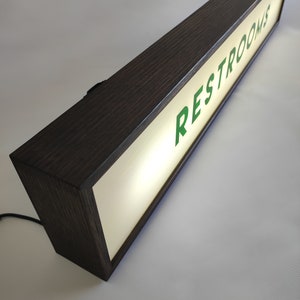 Lighted Restrooms Sign, Artisan Hand-painted Green Lettering in Hand ...