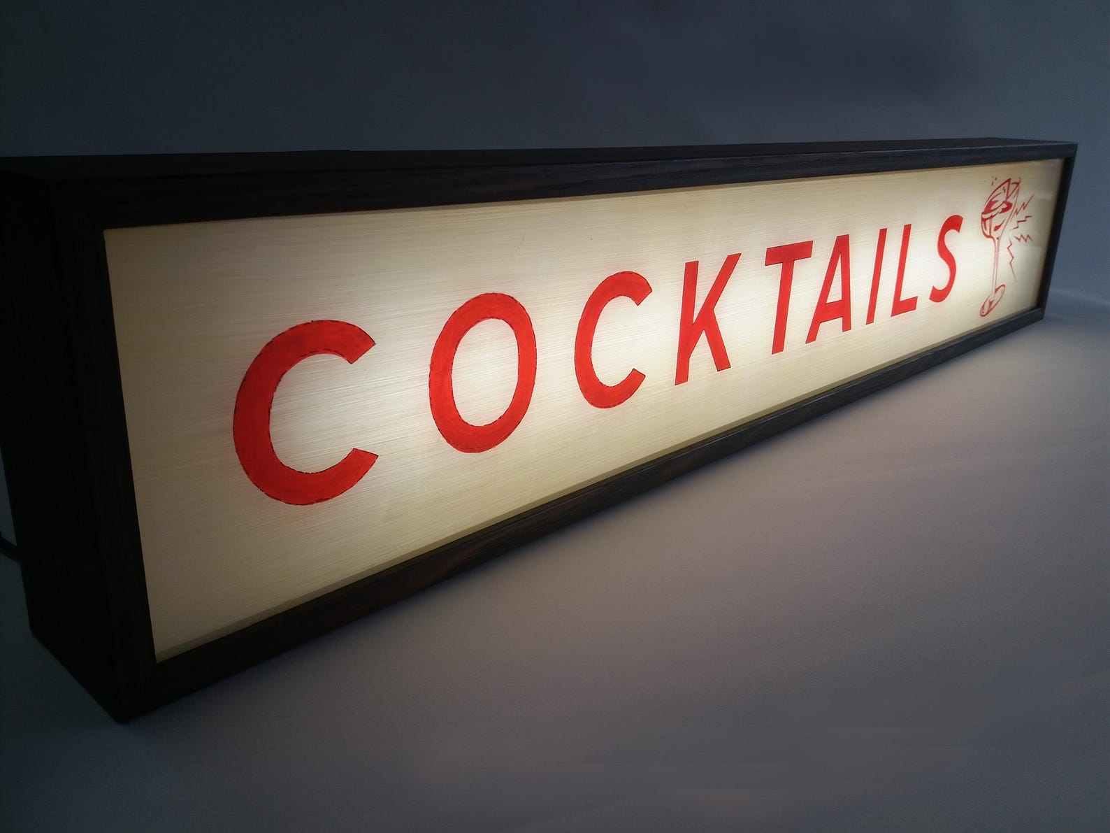 Cocktails Lighted Sign in Red With Martini Illustration, Custom ...