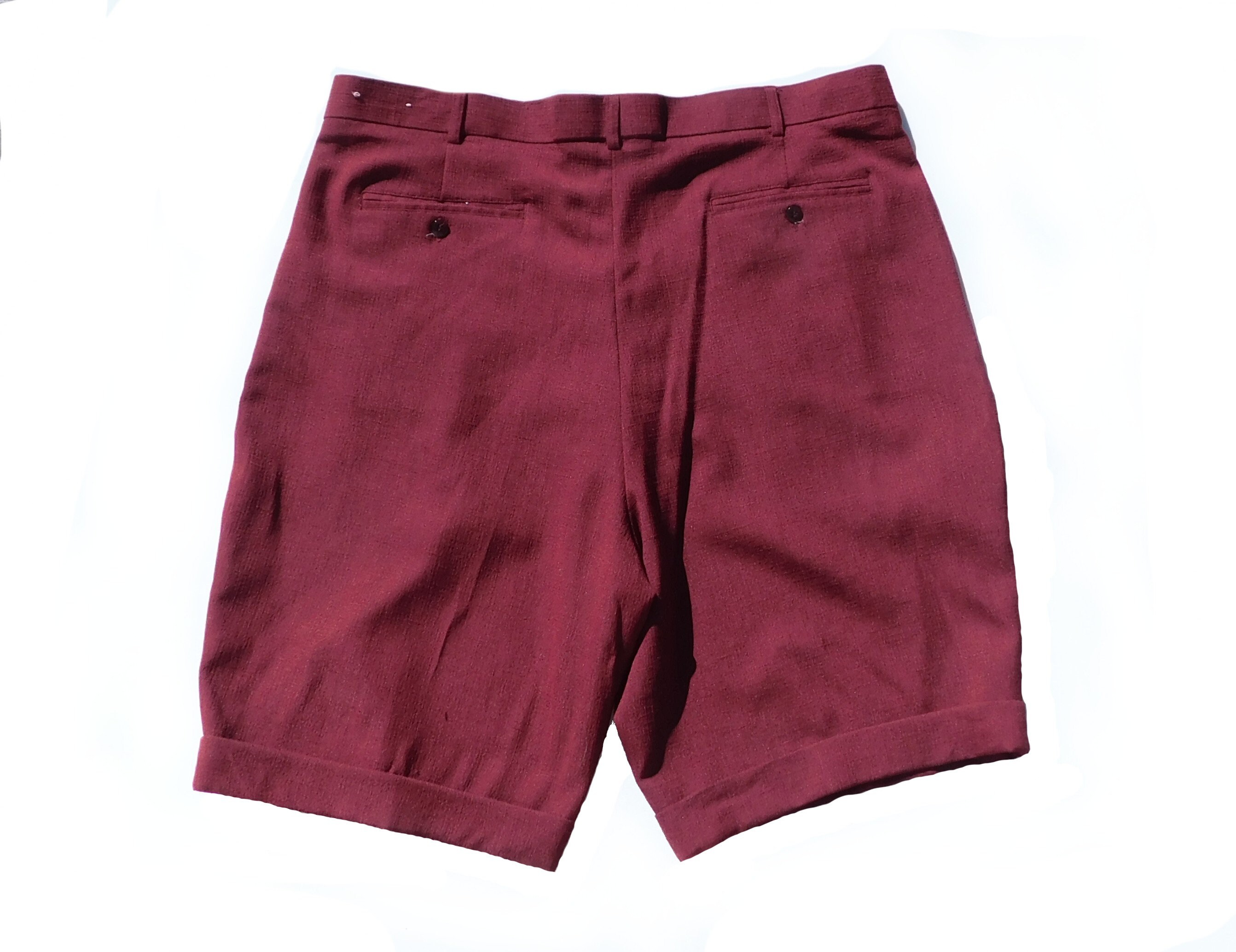 Vintage Shorts Men - Golf Shorts Men -burgundy Red Shorts -polyester ...
