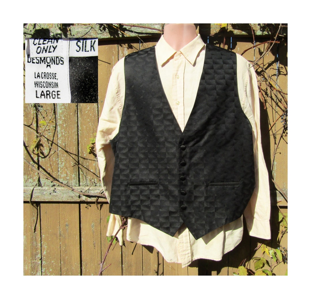 Vintage Black Vest -tuxedo Vest -silk Vest - Gentlemen's Waistcoat ...