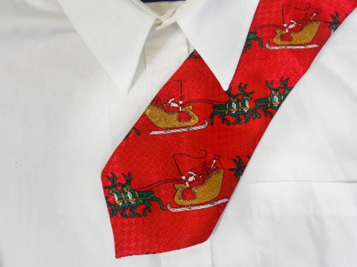Corbata de fiesta de Navidad Corbata de Navidad roja - Etsy España