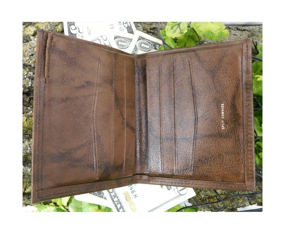 Men's Accessories Billfold Brown Leather Wallet, Vintage Leather ...