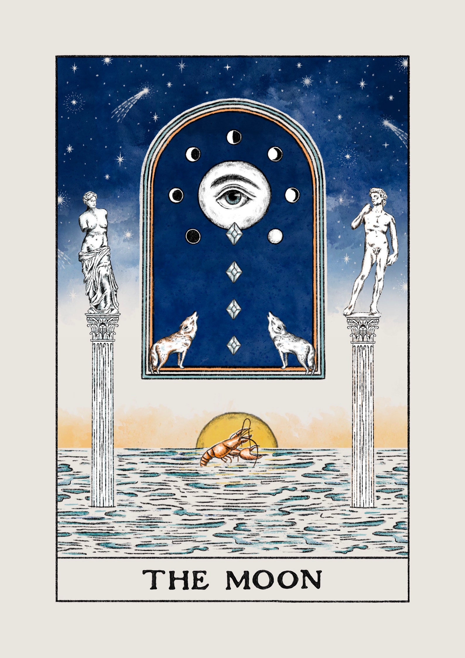 The Moon Tarot Card A5/A4/A3 Giclee Print - Etsy