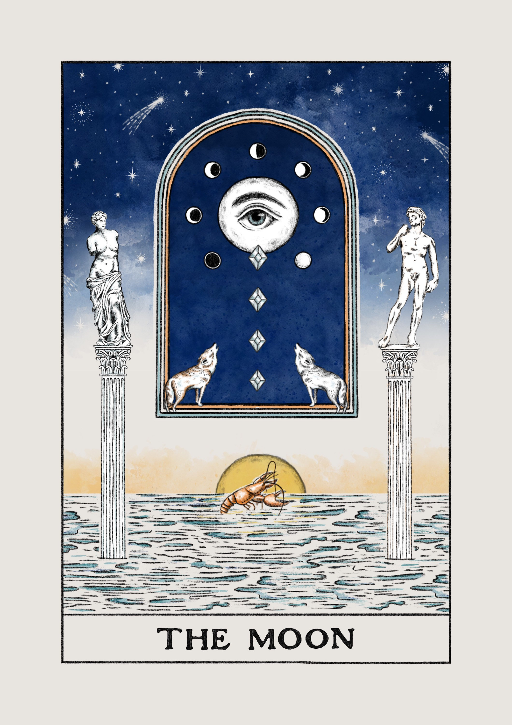 The Moon Tarot Card A5/A4/A3 Giclee Print - Etsy
