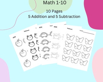Kindergarten Math Worksheets. Cut and Paste Subtraction. Distance ...