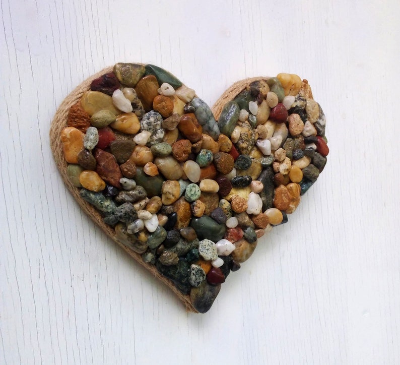 Multi Colored Heart Mosaic Handmade With Oregon Earth Tone - Etsy