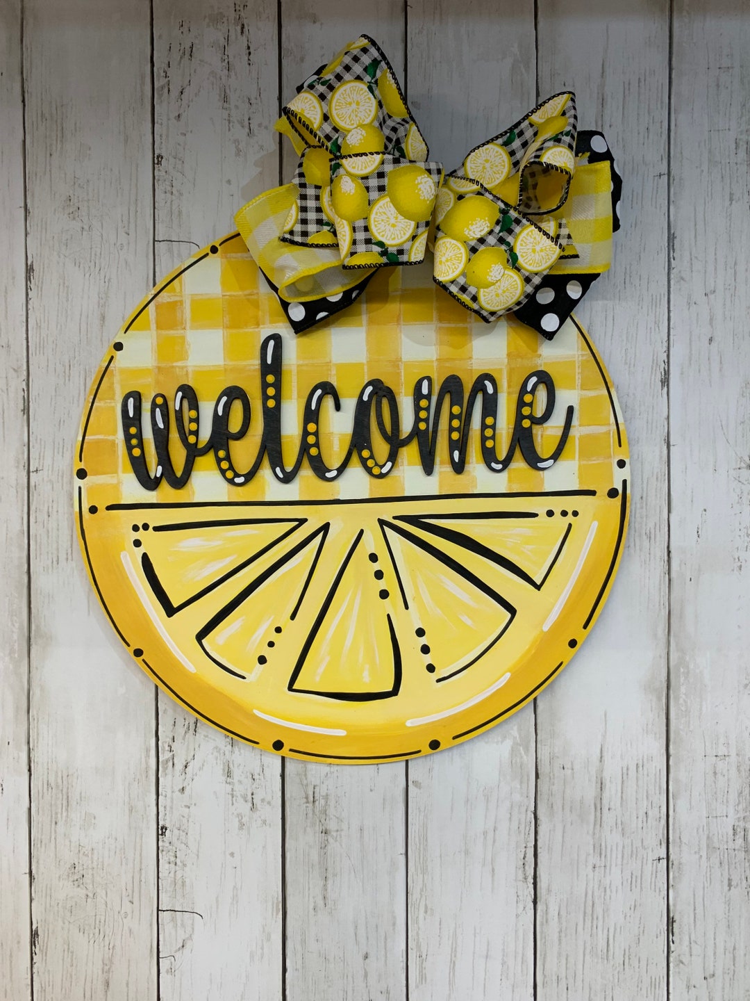 Lemon Welcome Sign, Lemon Door Hanger, Lemon Farmhouse Decor, Lemon ...