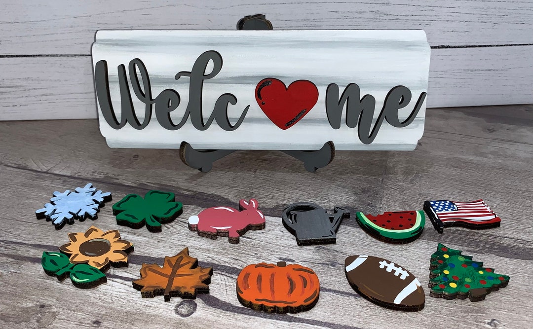 Hand-painted Mini Welcome Sign: Seasonal Interchangeable Desk Decor - Etsy