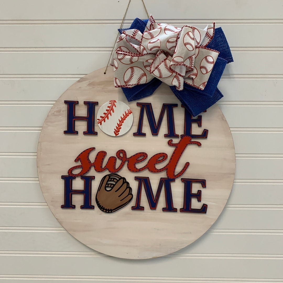 Home Sweet Home Baseball Door Hanger, Layered Porch Sign for Sports Mom ...