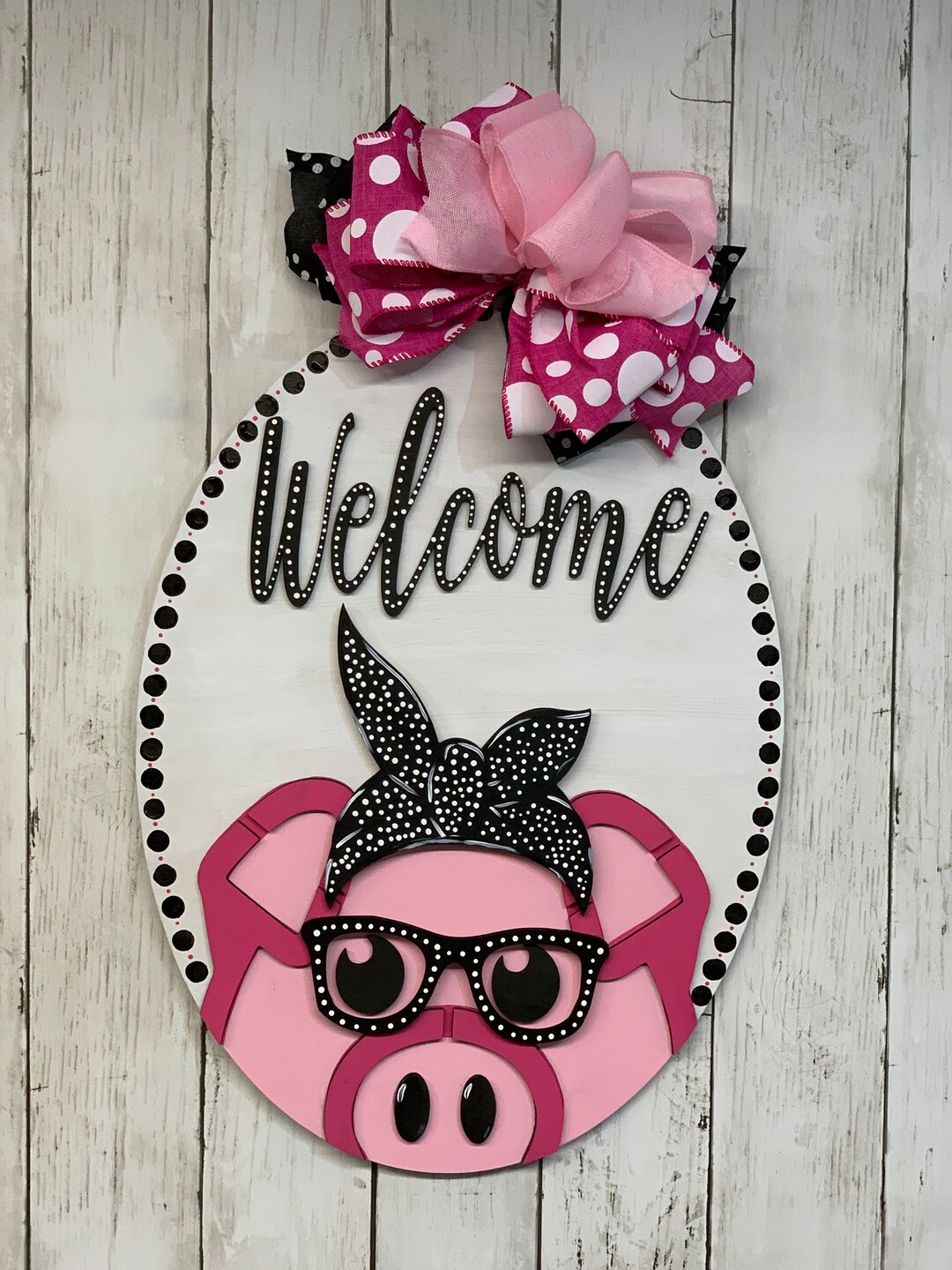 Welcome Pig Sign, Farmhouse Door Hanger, Pig Decor for Home, Pig Gift ...