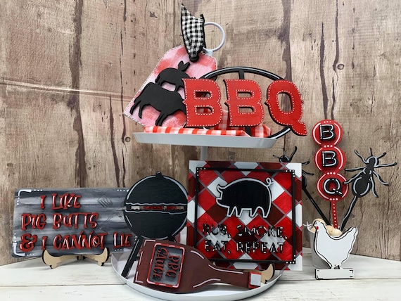 Summer BBQ Tier Tray Set Barbecue Decor Bundle Grill Gift - Etsy
