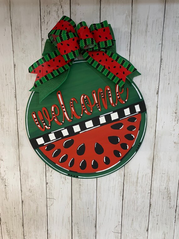 Watermelon Welcome Sign Watermelon Door Hanger Summer Porch - Etsy