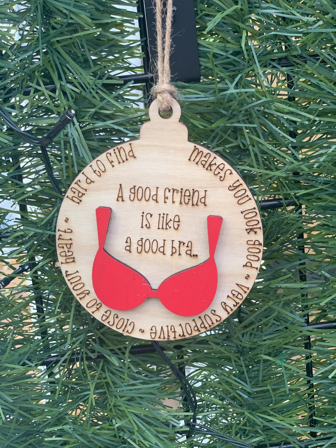 Handmade Bestie Wood Ornament: Funny Bra Gift for Girlfriends - Etsy