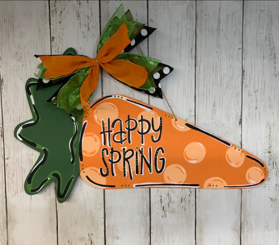 Happy Spring Carrot Door Hanger, Spring Front Porch Decor, Easter ...