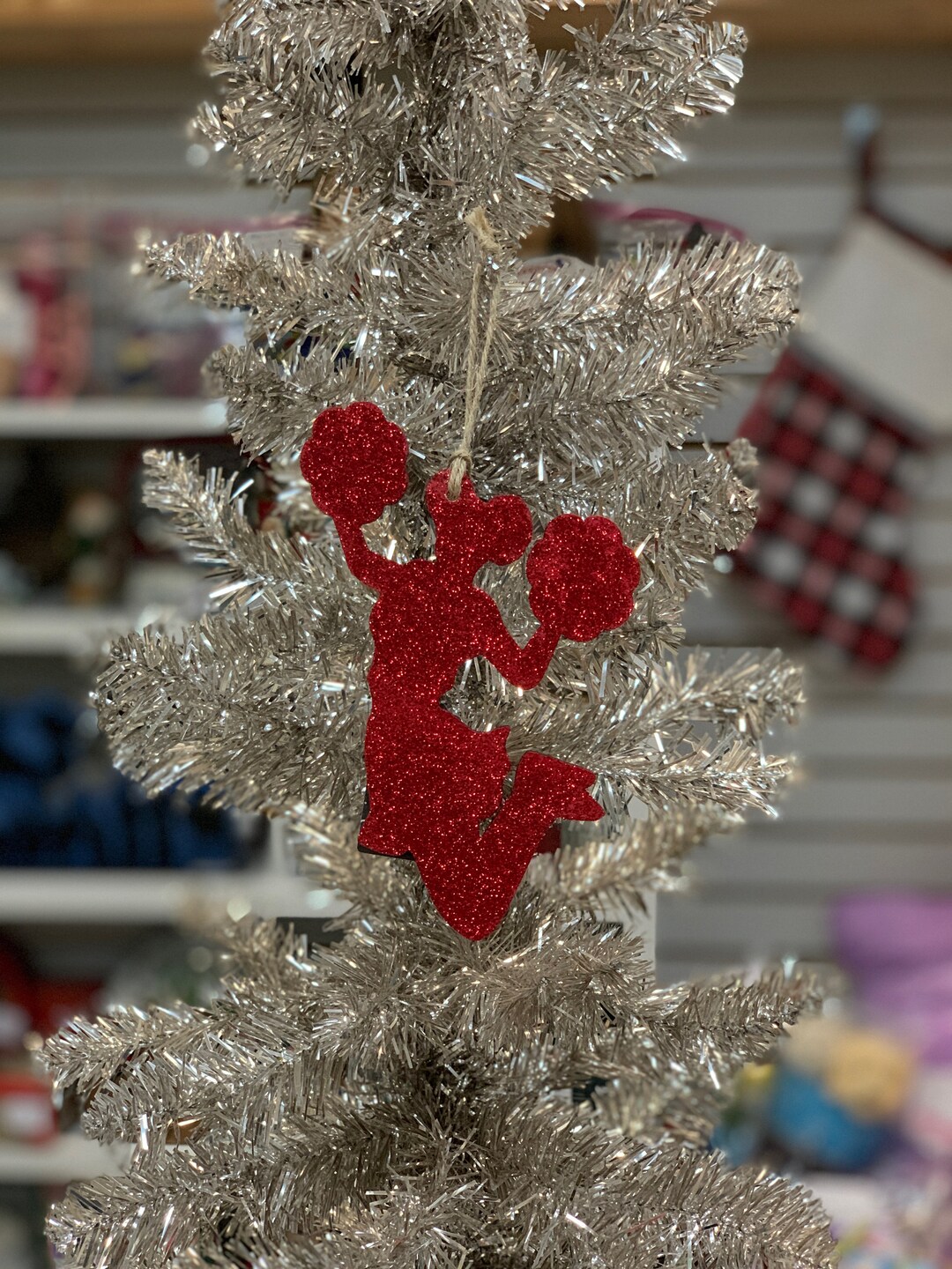 Glitter Cheerleader Ornament: Handmade Wood Christmas Tree Decoration ...