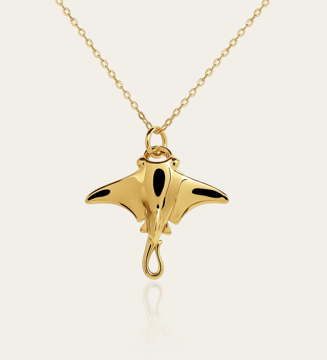 Manta Ray. Sterling Silver Pendant Necklace, Coated With 22ct Gold ...