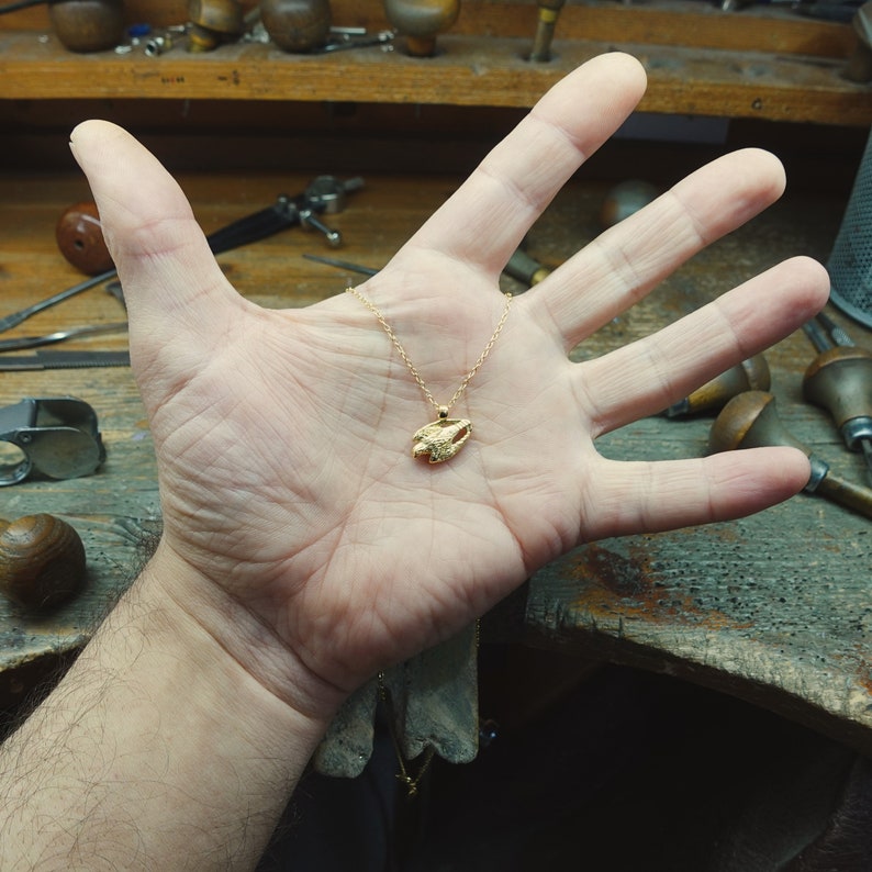 Gold Vermeil Falcon Charm Pendant and Chain. Hand Made in the UK by ...