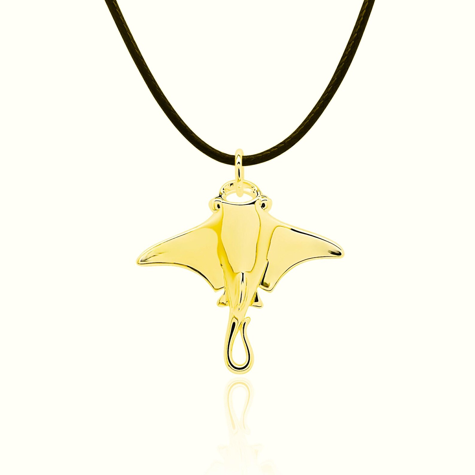 Manta Ray. Sterling Silver Pendant Necklace, Coated With 22ct Gold ...