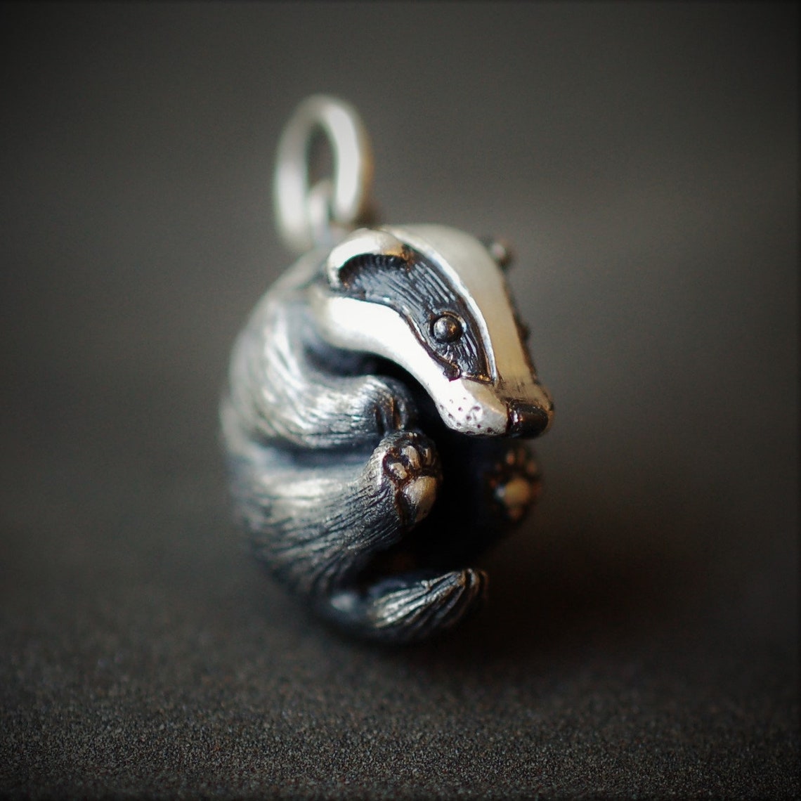 Badger Necklace Baby Badger Jewelry Silver Animal Charm - Etsy