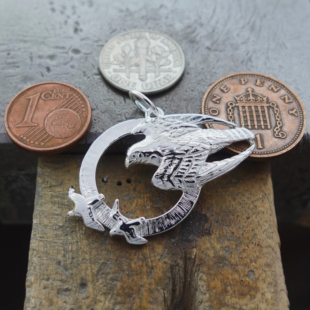 Peregrine Falcon Necklace, Tarnish Resistant Solid Sterling Silver ...