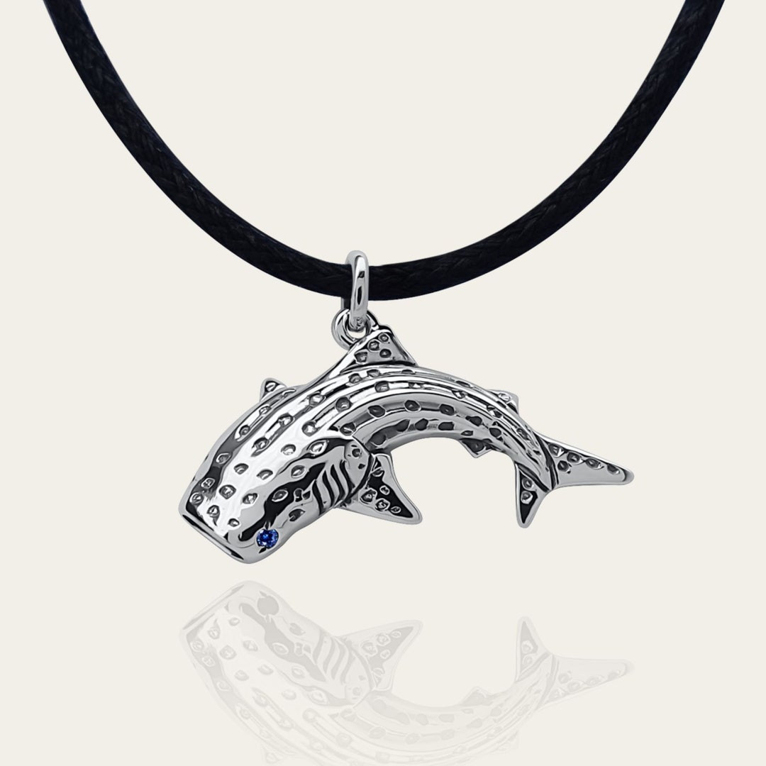 Whale Shark Necklace, Sterling Silver and Gemstone Whale Shark Charm ...
