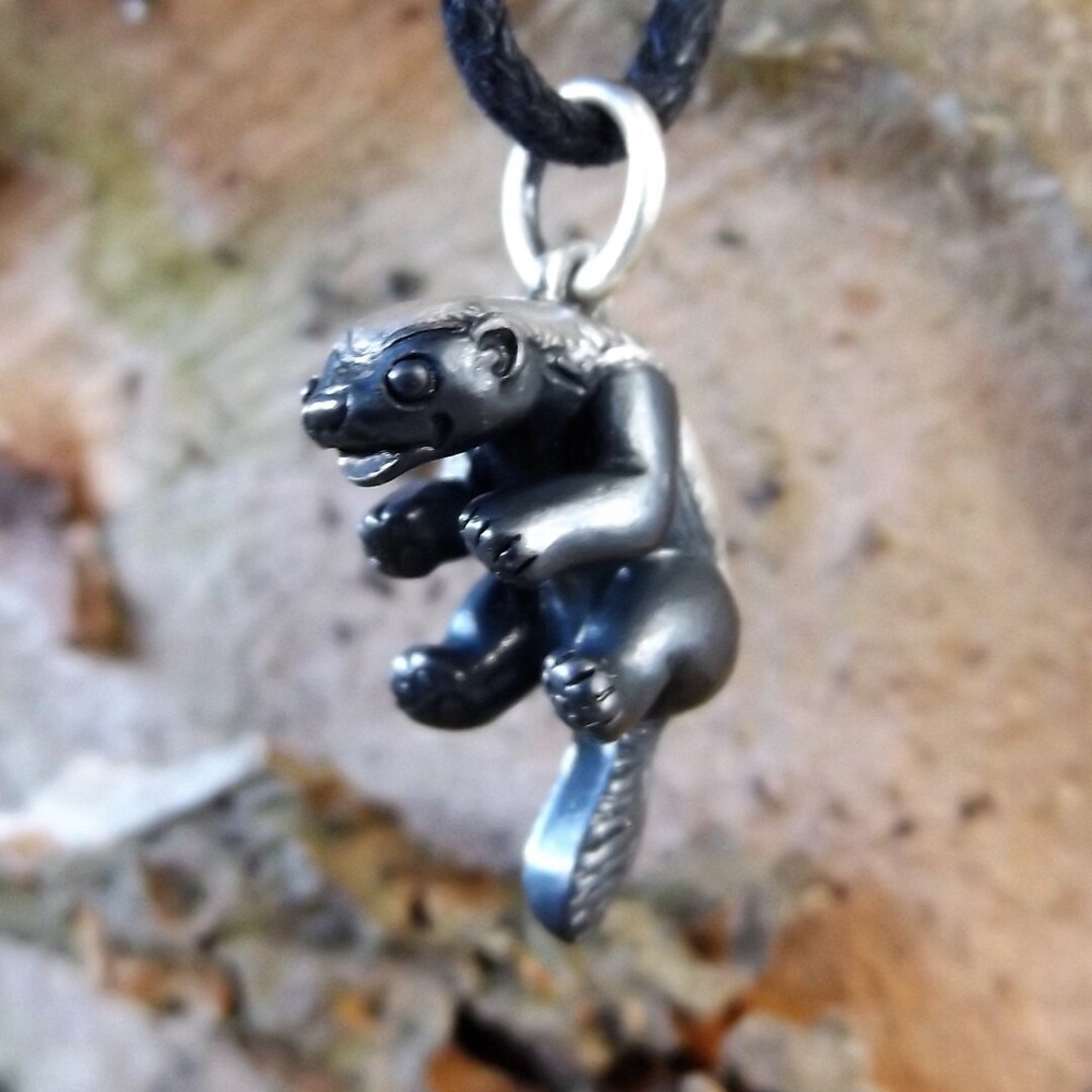 Little Honey Badger Necklace, Silver Honey Badger Pendant, Solid ...
