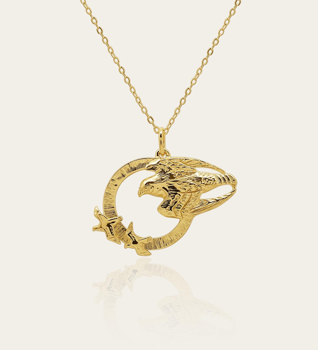 Sterling Silver Falcon Pendant Necklace Coated With 22ct Gold. Chain or ...