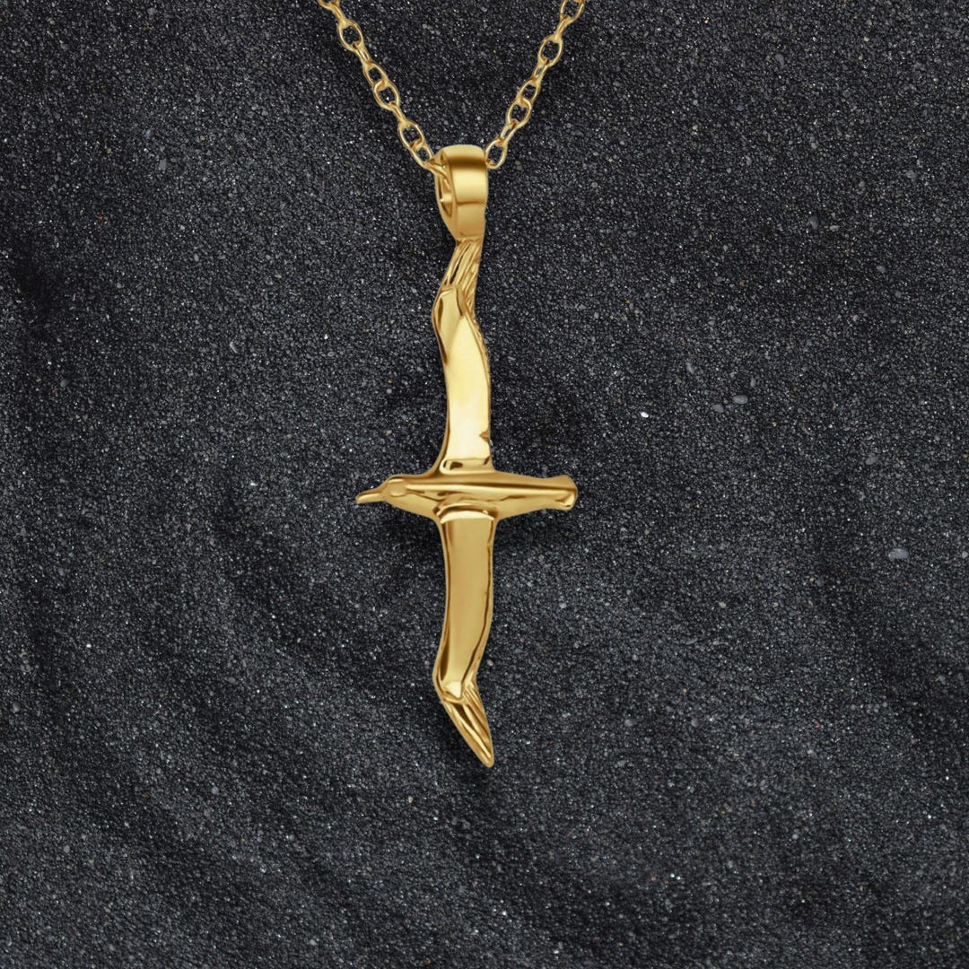 Solid Gold Albatross Charm Pendant and Gold Chain. Made in the UK ...