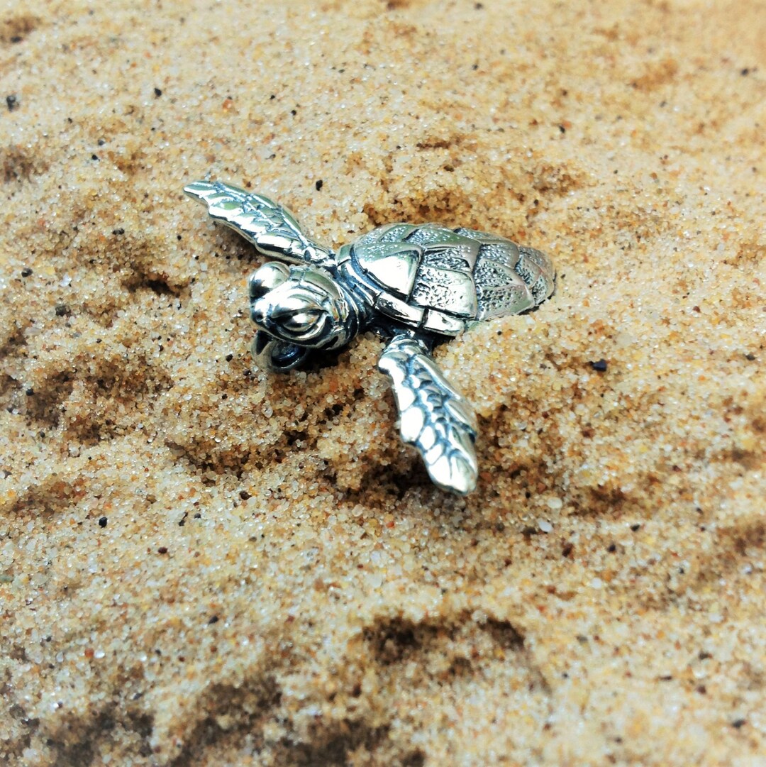 Sea Turtle Necklace Silver Sea Turtle Baby Hatchling Turtle - Etsy
