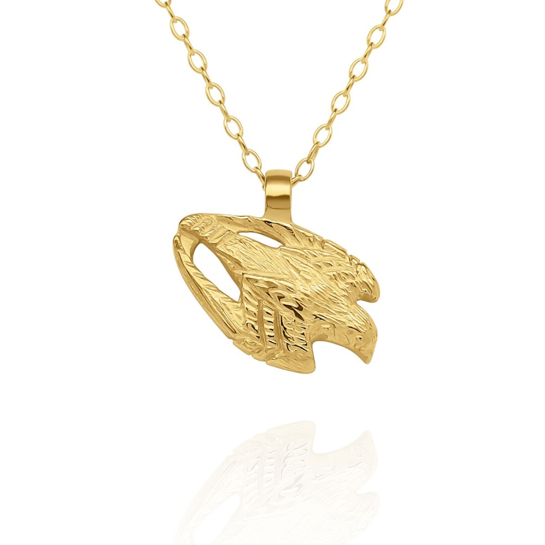 Gold Vermeil Falcon Charm Pendant and Chain. Hand Made in the UK by ...