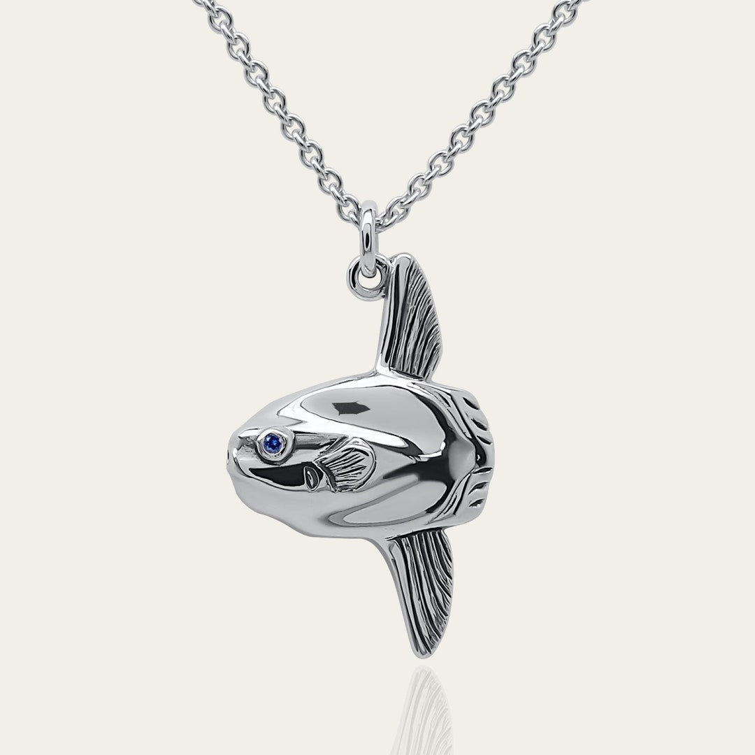 Mola Mola Sterling Silver Necklace and Chain, Gemstone Jewelry, Ocean ...